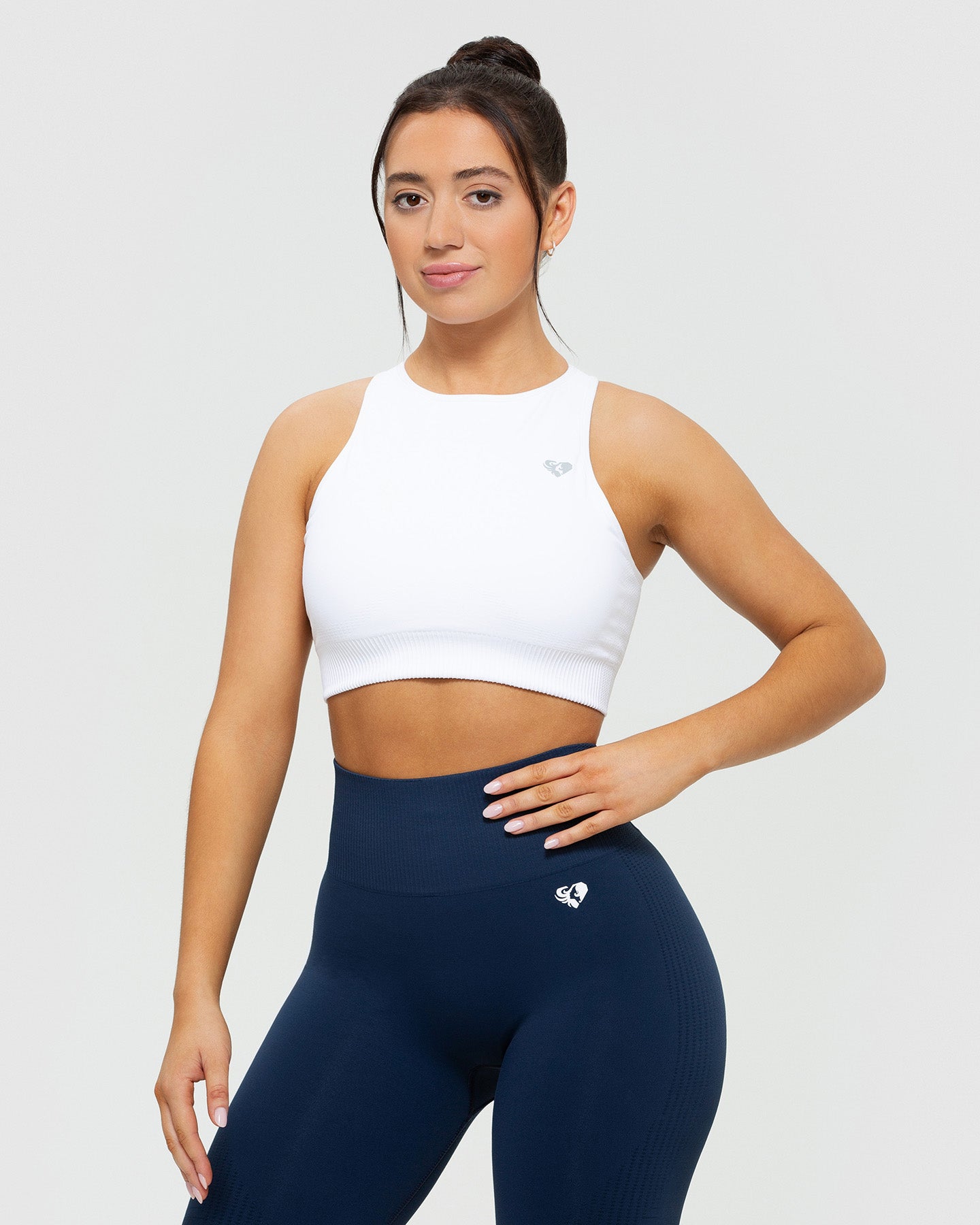 Power Seamless High Neck Bra White | Women's Best